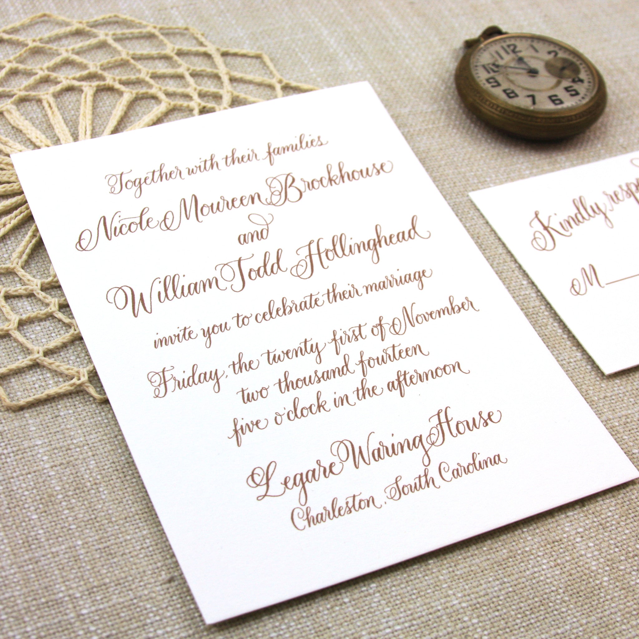 Wedding Invitation Handwriting Romantic Calligraphy Wedding