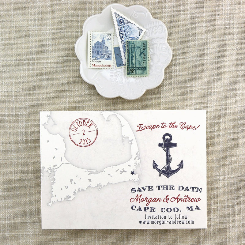 Cape Cod Map Save the Date - Scotti Cline Designs