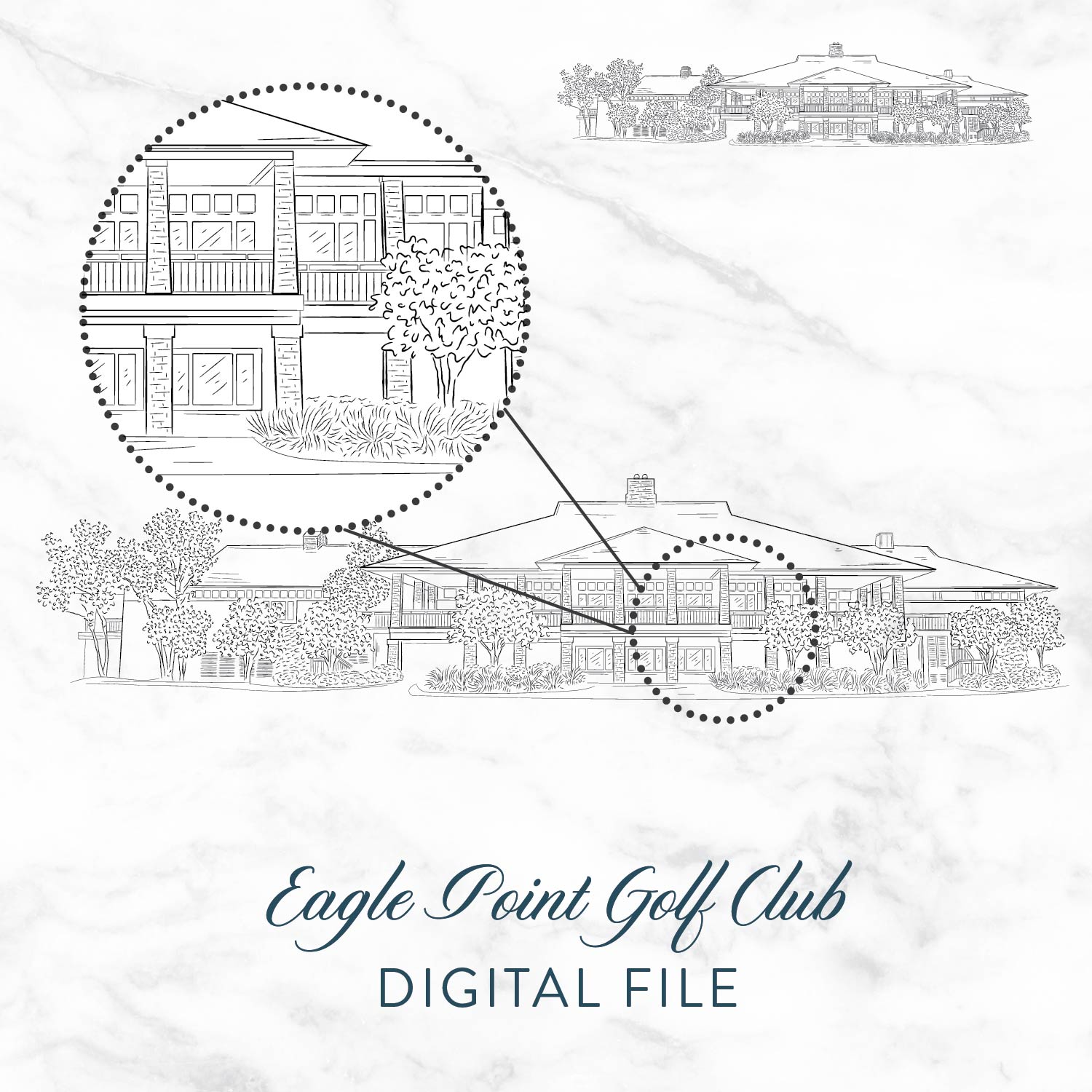 Eagle Point Golf Club Sketch Digital File - Scotti Cline Designs