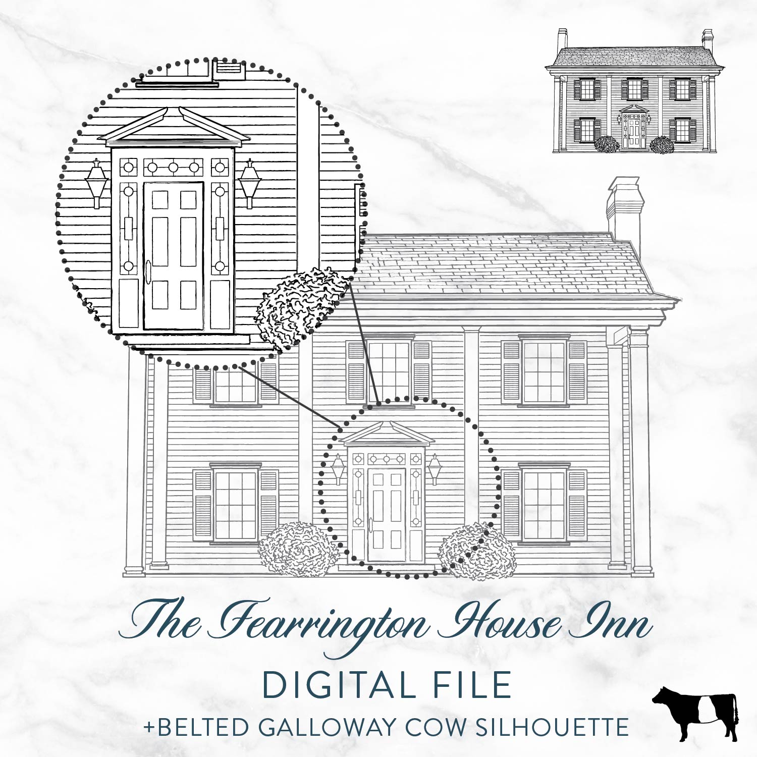 The Fearrington House Inn Sketch Digital File - Scotti Cline Designs