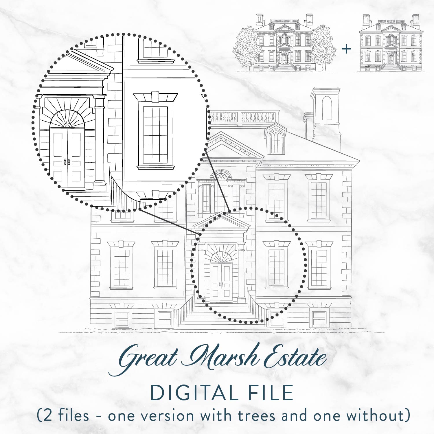 Great Marsh Estate Sketch Digital File - Scotti Cline Designs