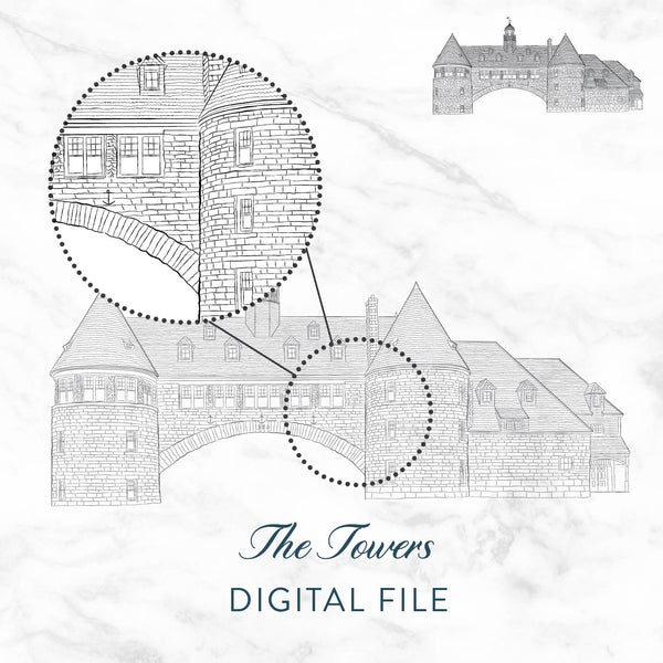 The Towers (Narragansett, RI) Sketch Digital File - Scotti Cline Designs