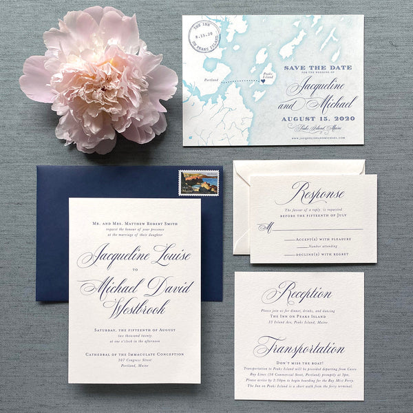 Classic Navy Wedding Invitation - Scotti Cline Designs