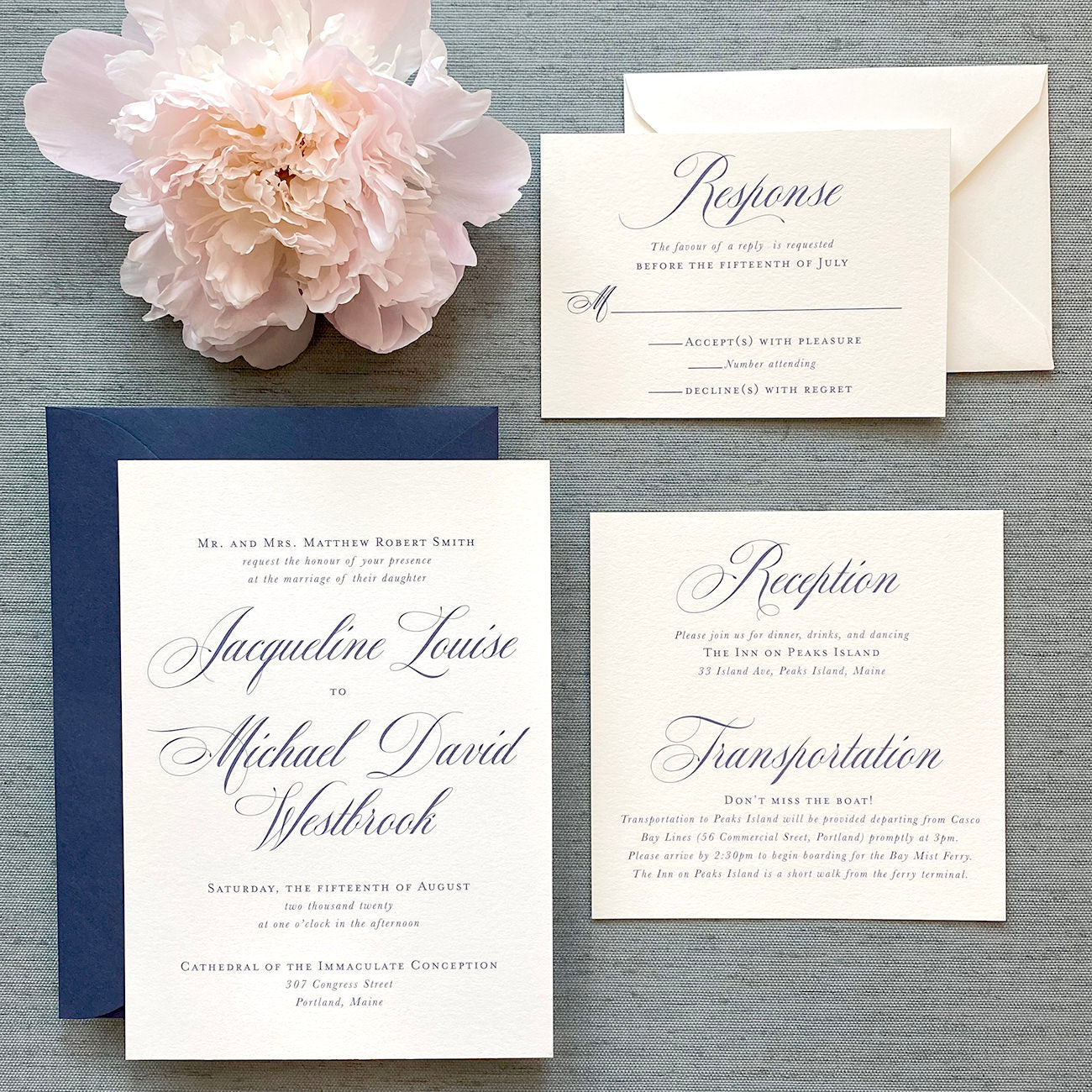 Classic Navy Wedding Invitation - Scotti Cline Designs